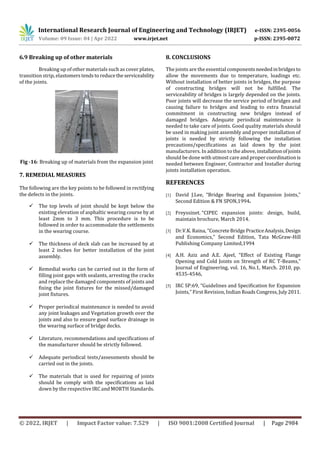 REVIEW OF THE ROLE OF JOINTS USAGE IN BRIDGE STRUCTURES | PDF