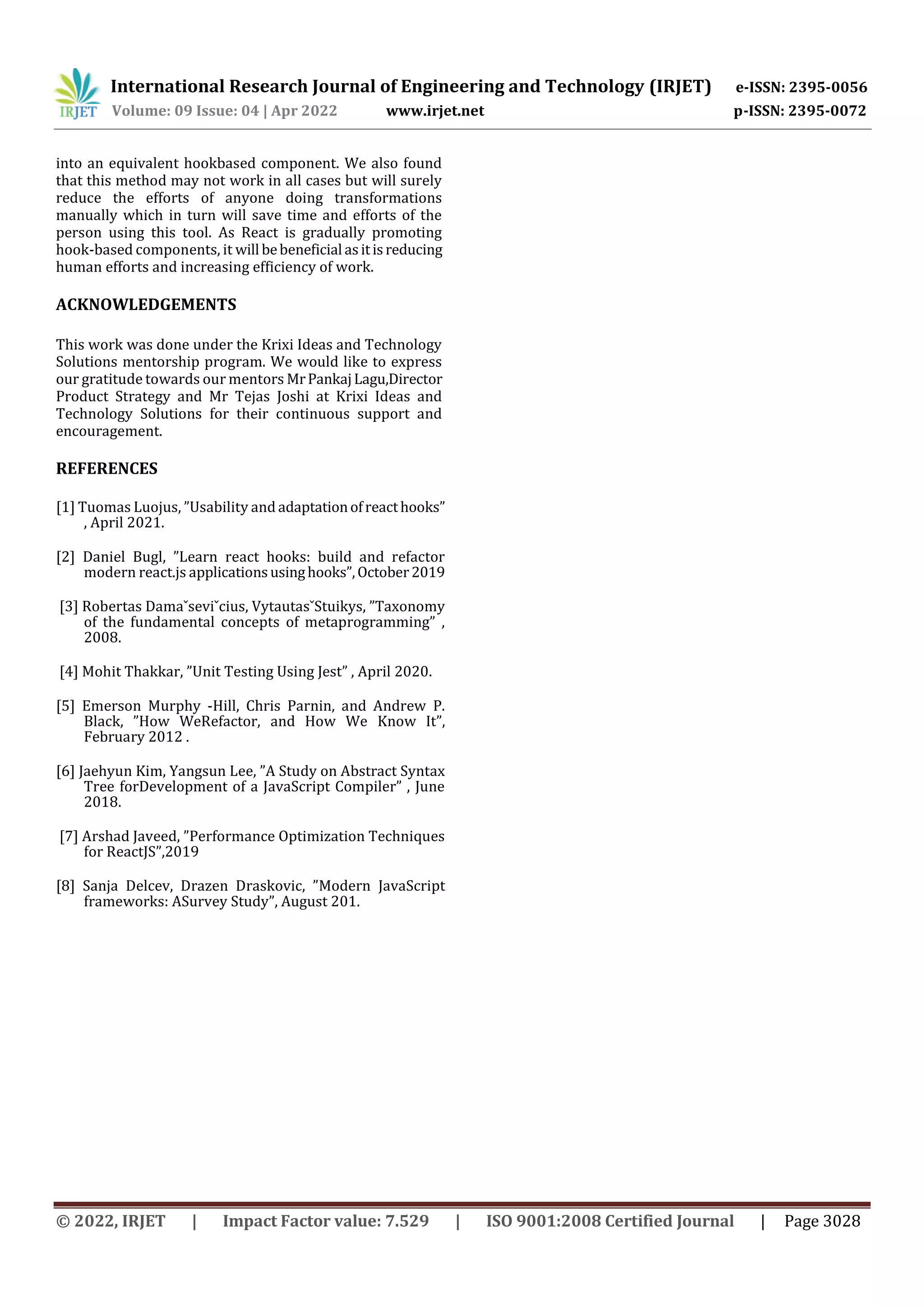 Reactcodemod An Automated Approach For Refactoring Class Based 8887
