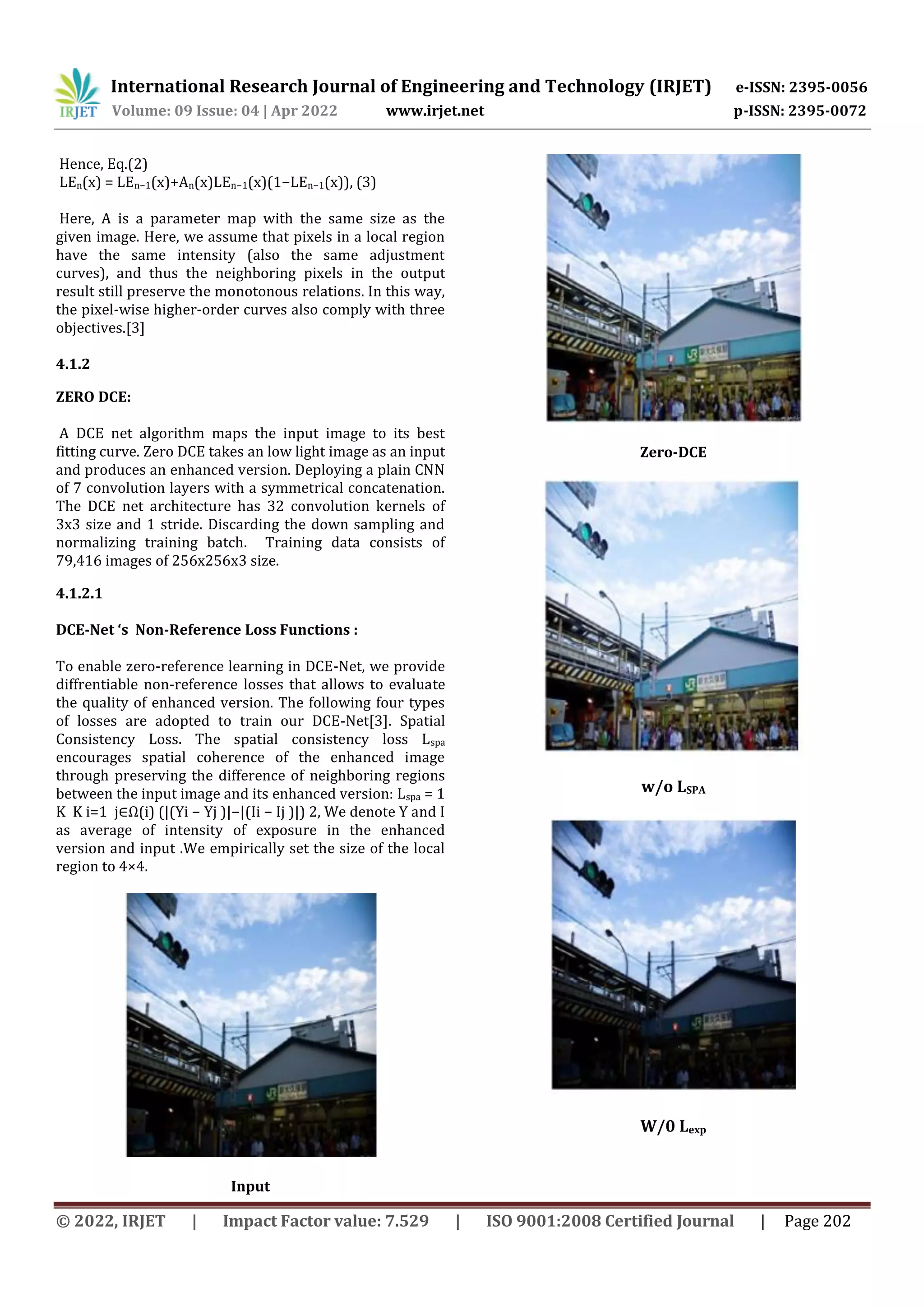 Low Light Image Enhancement Using Zero-DCE algorithm | PDF