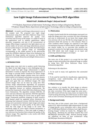 Low Light Image Enhancement Using Zero-DCE algorithm | PDF