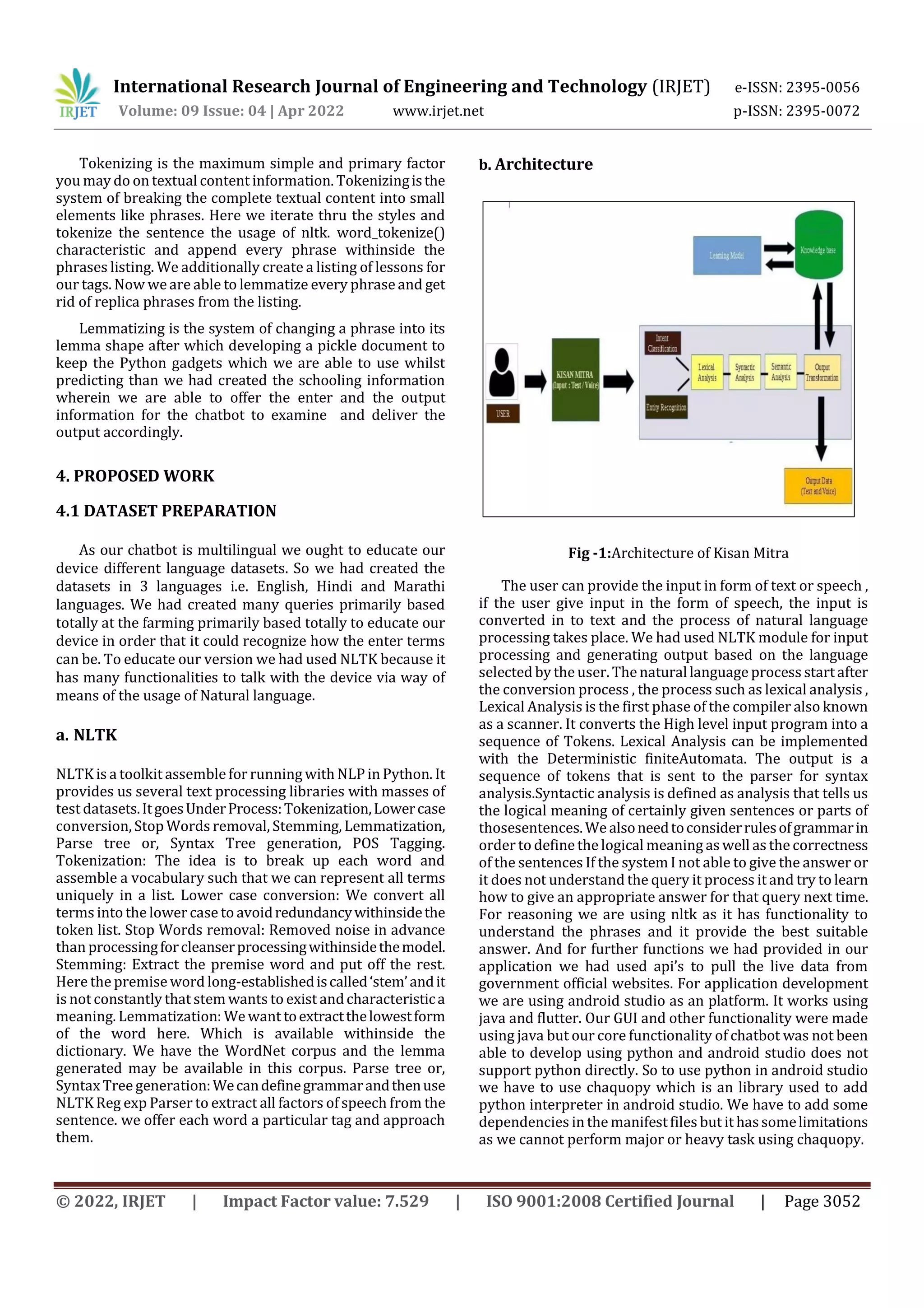 KISAN MITRA : AN INTELLIGENT CHATBOT | PDF