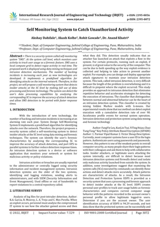 Self Monitoring System to Catch Unauthorized Activity | PDF