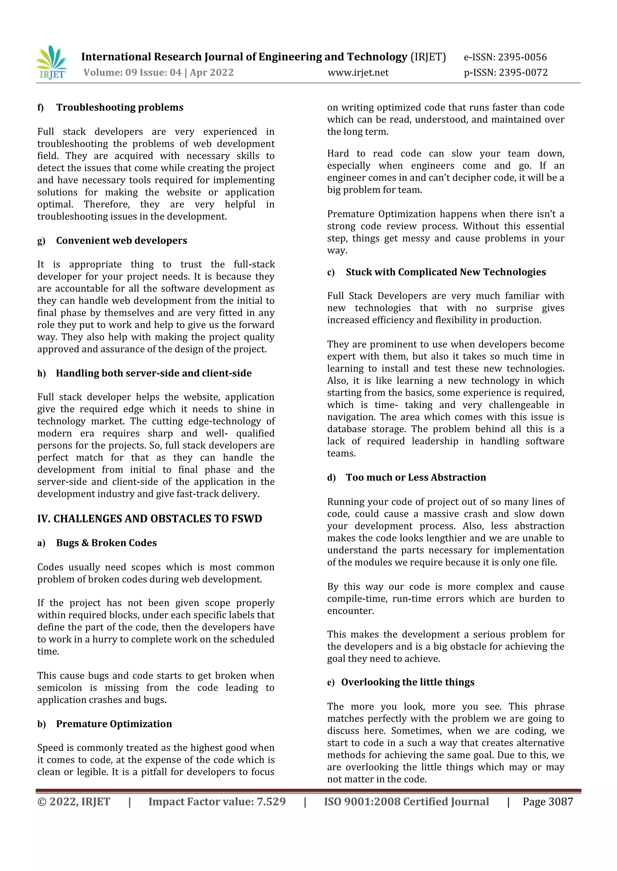 Full Stack Web Development: Vision, Challenges and Future Scope | PDF