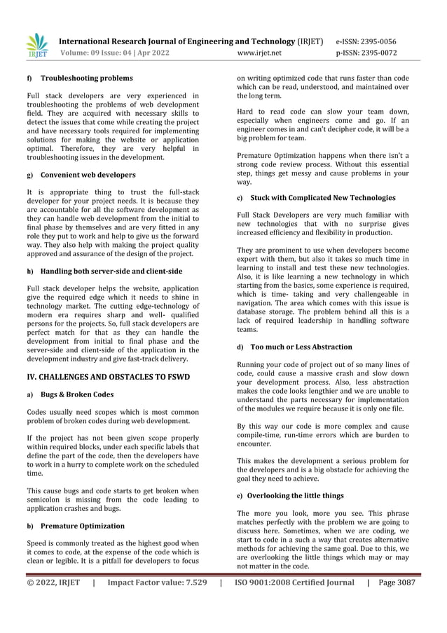 Full Stack Web Development: Vision, Challenges and Future Scope | PDF