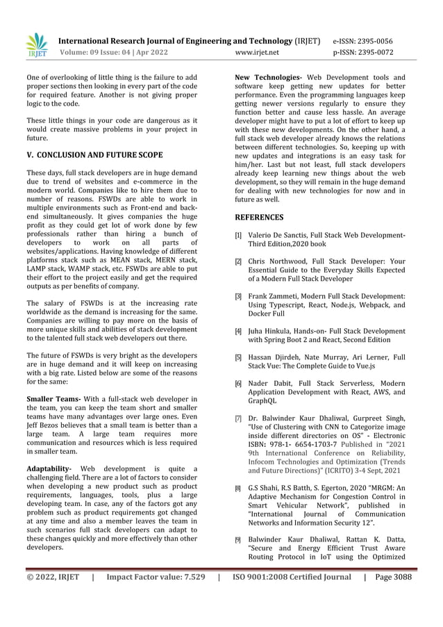 Full Stack Web Development: Vision, Challenges and Future Scope | PDF