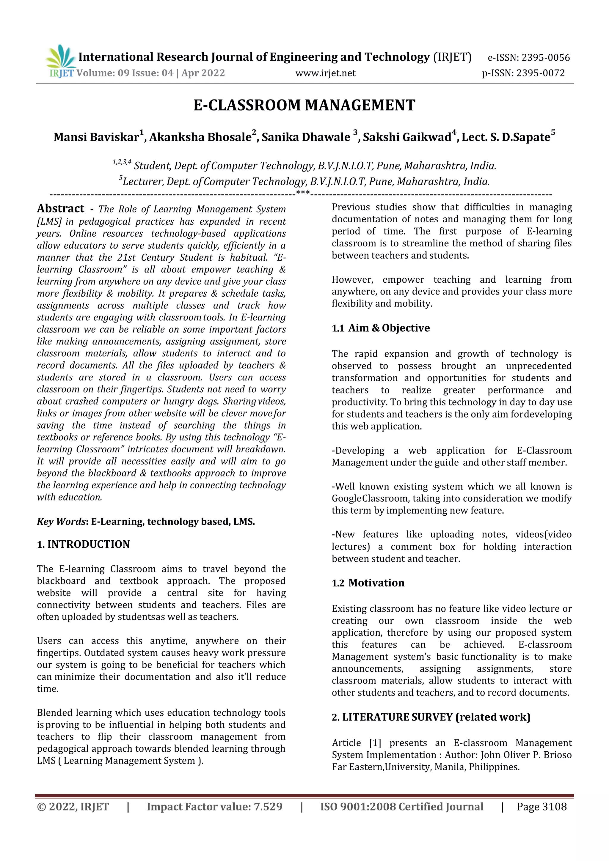 E-CLASSROOM MANAGEMENT | PDF