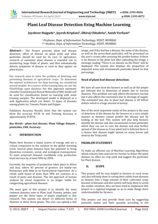 Plant Leaf Disease Detection Using Machine Learning | PDF