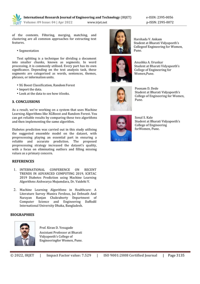 Diabetes Prediction using Machine Learning Algorithms | PDF