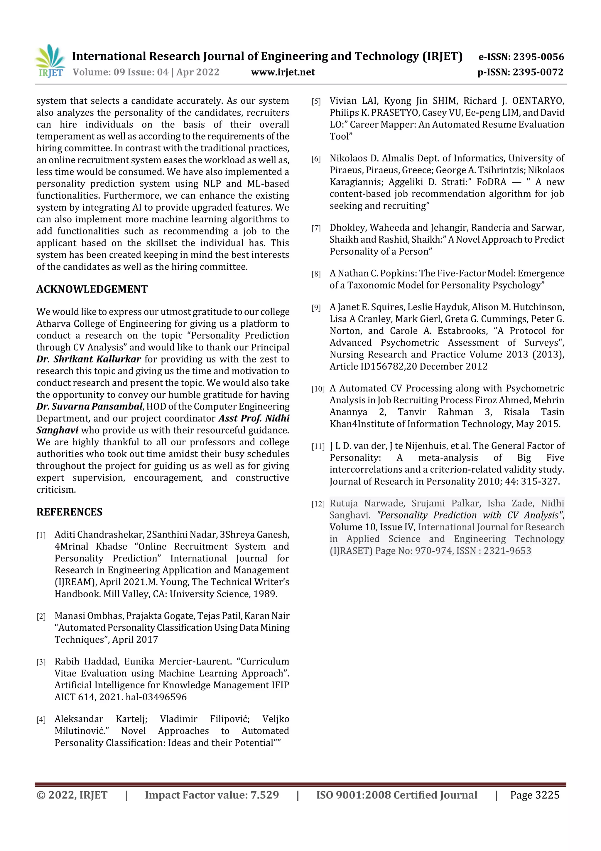 Personality Prediction with CV Analysis | PDF