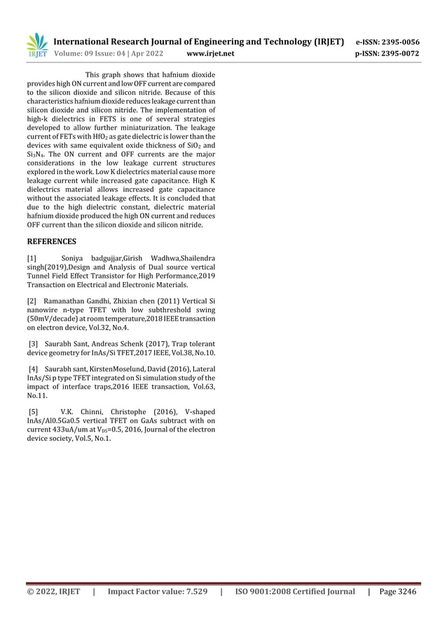 COMPARISON OF DUAL SOURCE TFET USING DIFFERENT DIELECTRIC MATERIALS | PDF