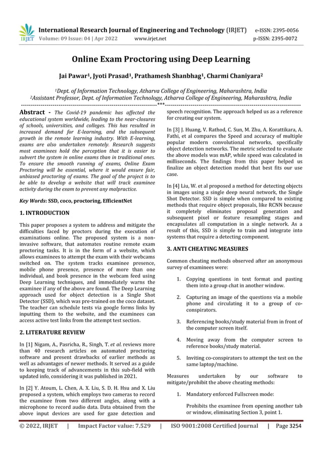Online Exam Proctoring using Deep Learning | PDF