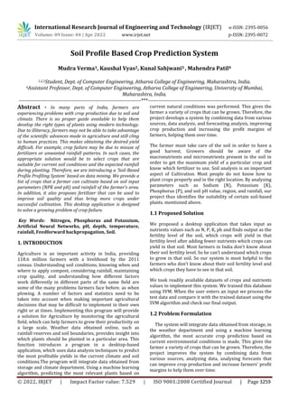 Soil Profile Based Crop Prediction System | PDF | Agriculture | Industries
