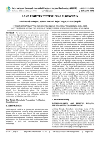 LAND REGISTRY SYSTEM USING BLOCKCHAIN | PDF
