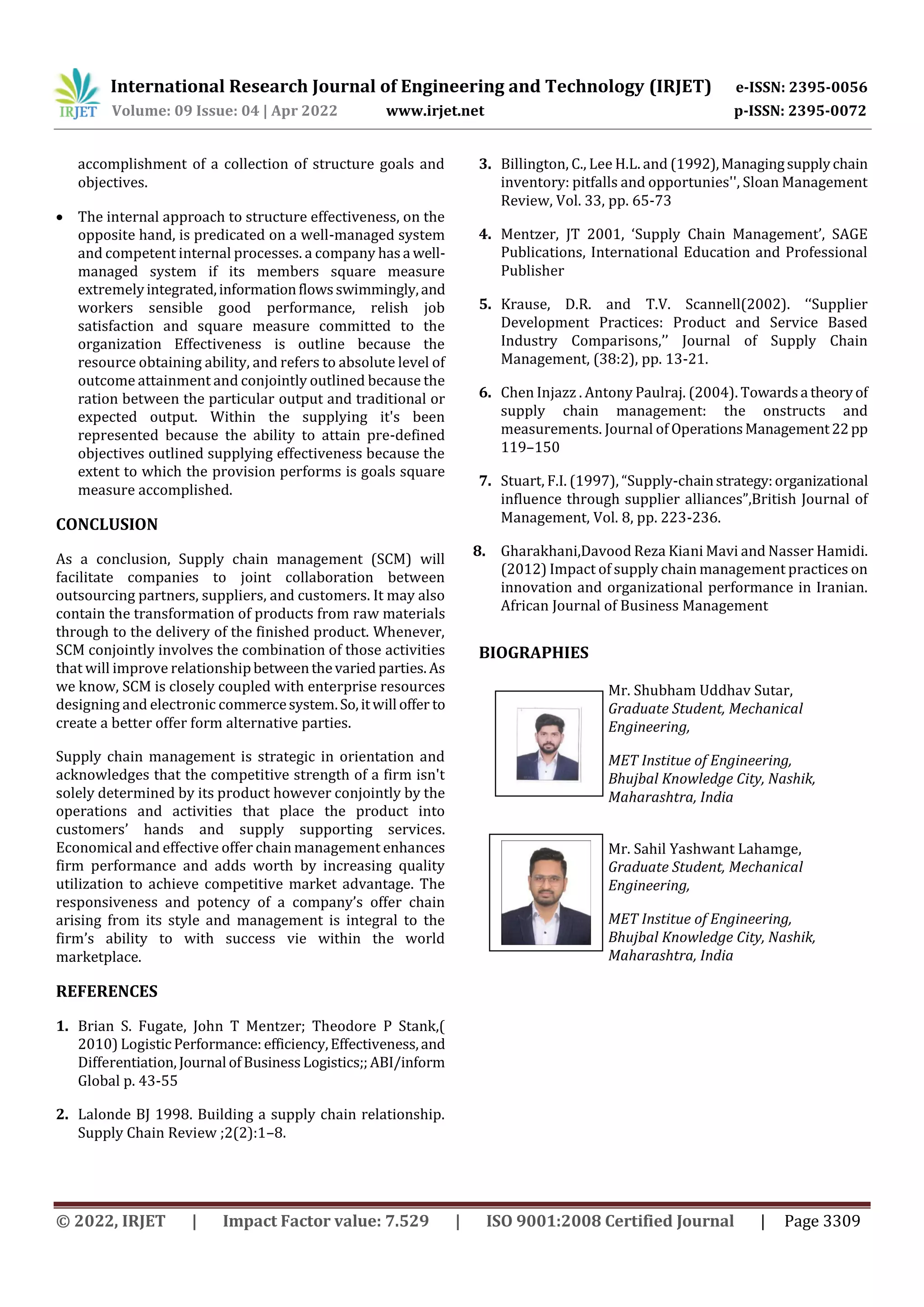 Supply Chain Management Practices and Performance Effectiveness | PDF