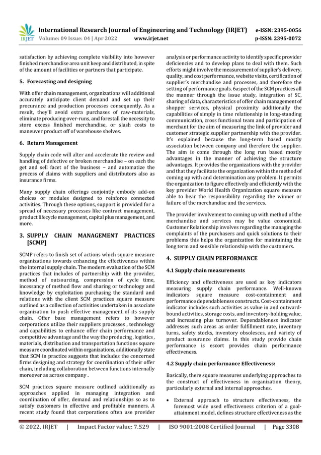 Supply Chain Management Practices and Performance Effectiveness | PDF