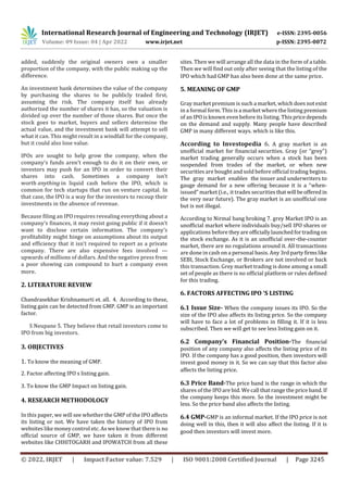 Grey Market Premium and IPO Listing Gain | PDF