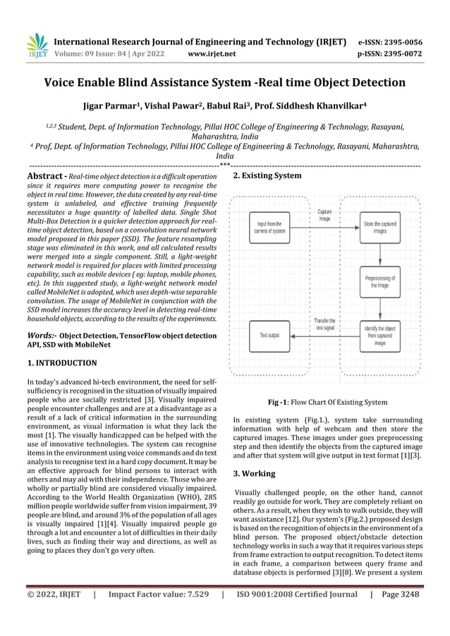 Voice Enable Blind Assistance System -Real time Object Detection Voice Enable Blind Assistance System -Real time Object Detection