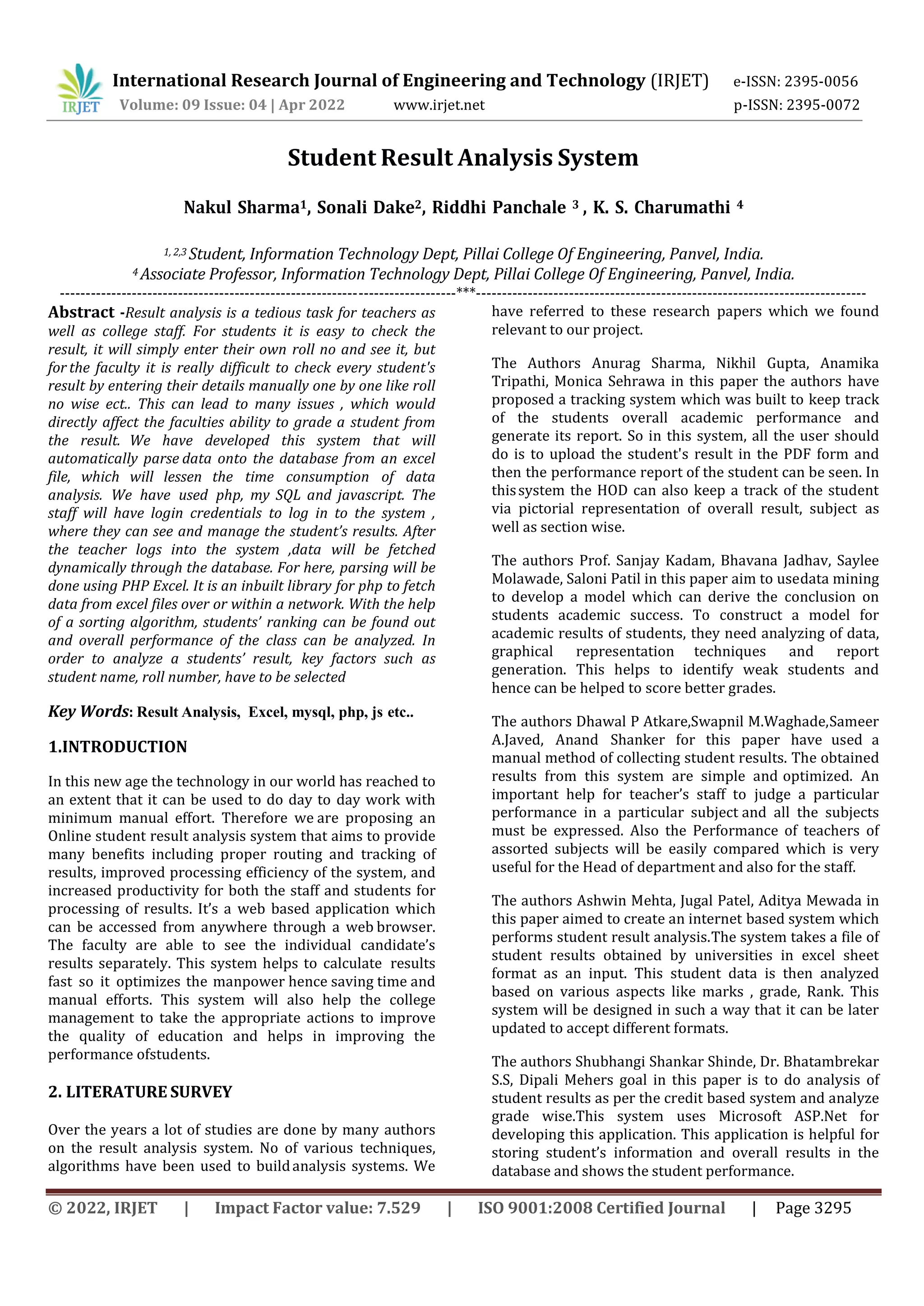 Student Result Analysis System | PDF