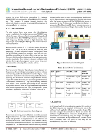 Design, Analysis and Fabrication of Pick & Place Colour Sorting Robotic Arm | PDF