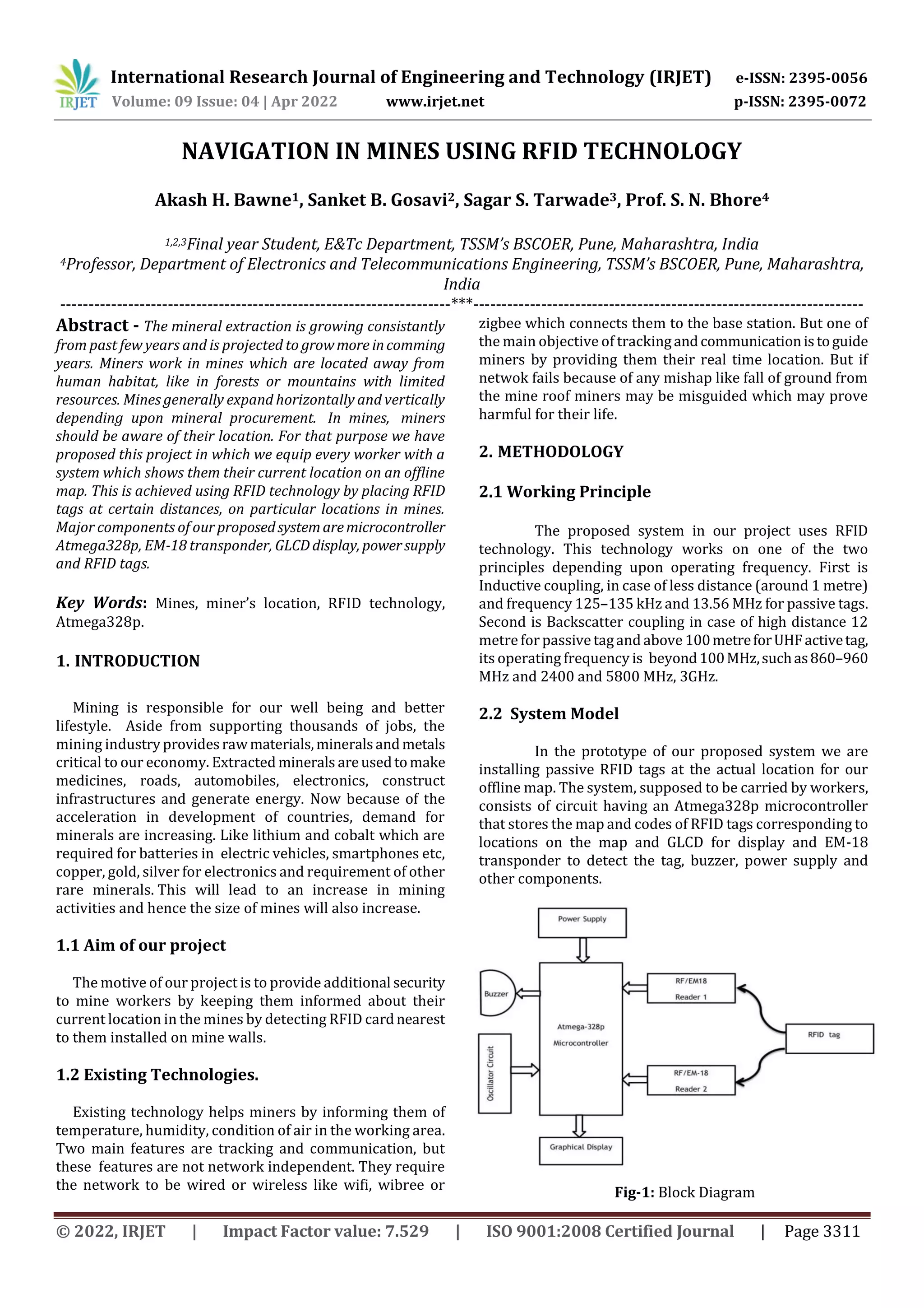 NAVIGATION IN MINES USING RFID TECHNOLOGY | PDF