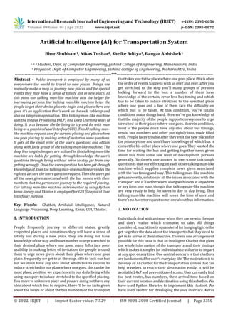 Artificial Intelligence (AI) for Transportation System | PDF