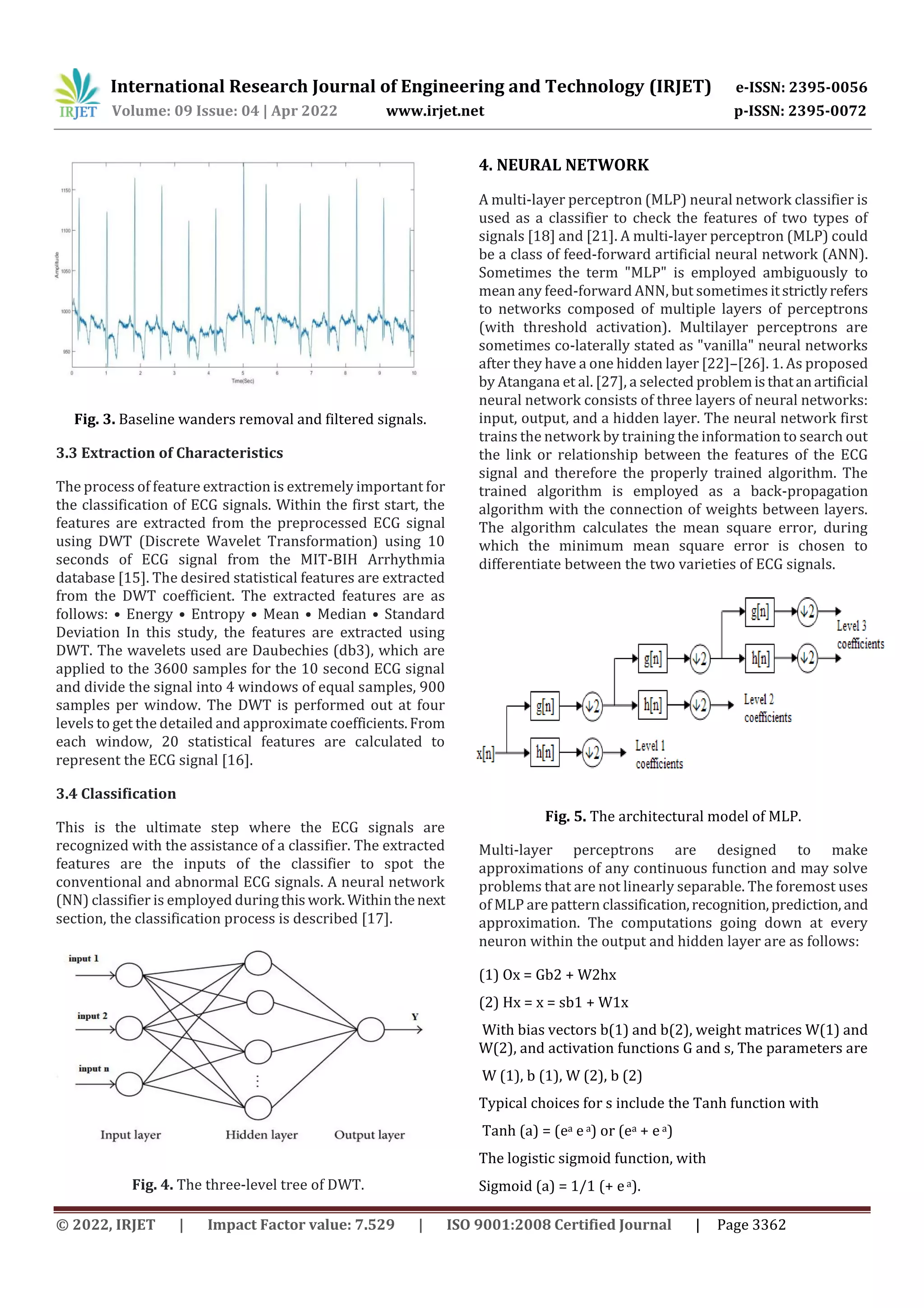 Neural Network Based Automatic Classification Of Ecg Signals With Wavelet Statistical