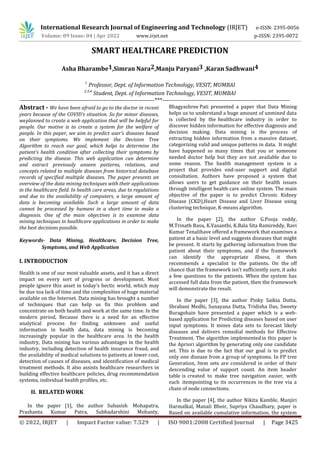 SMART HEALTHCARE PREDICTION | PDF | Databases | Computer Software and Applications
