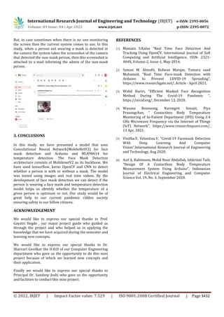 Contactless Temperature Monitoring and Face Mask Detection with Alert System | PDF