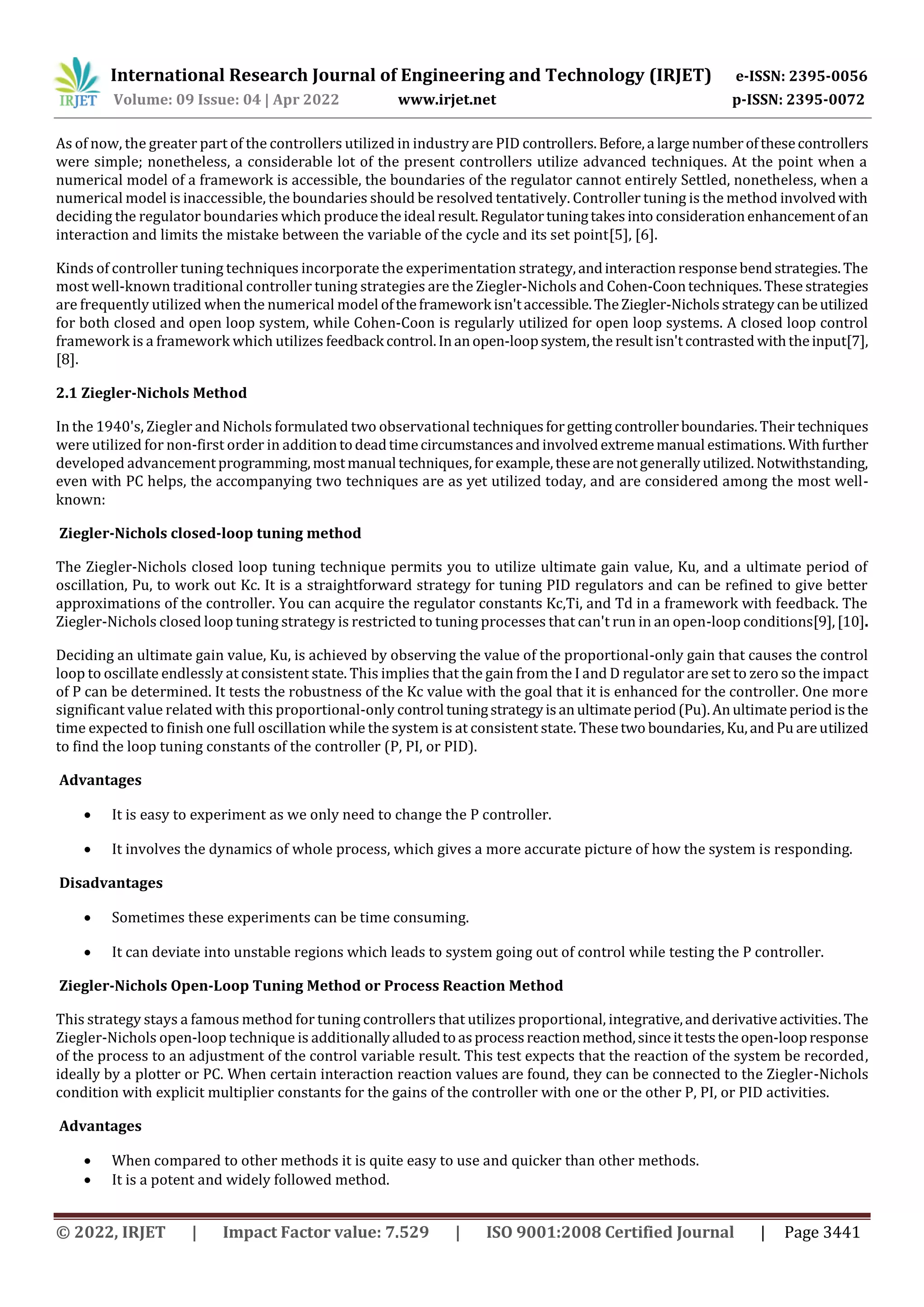Classical Techniques for PID Tunning: Review | PDF