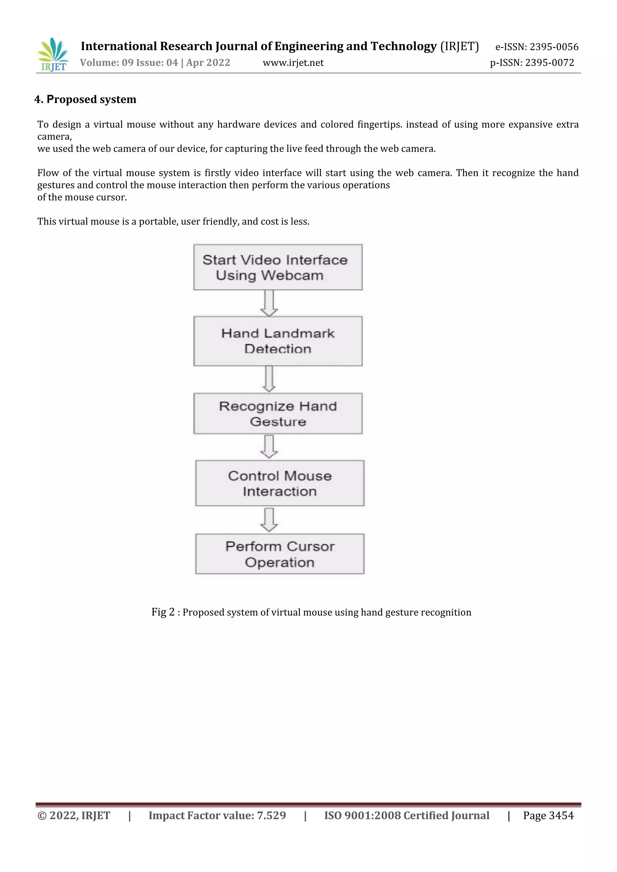 Virtual Mouse Using Hand Gesture Recognition | PDF
