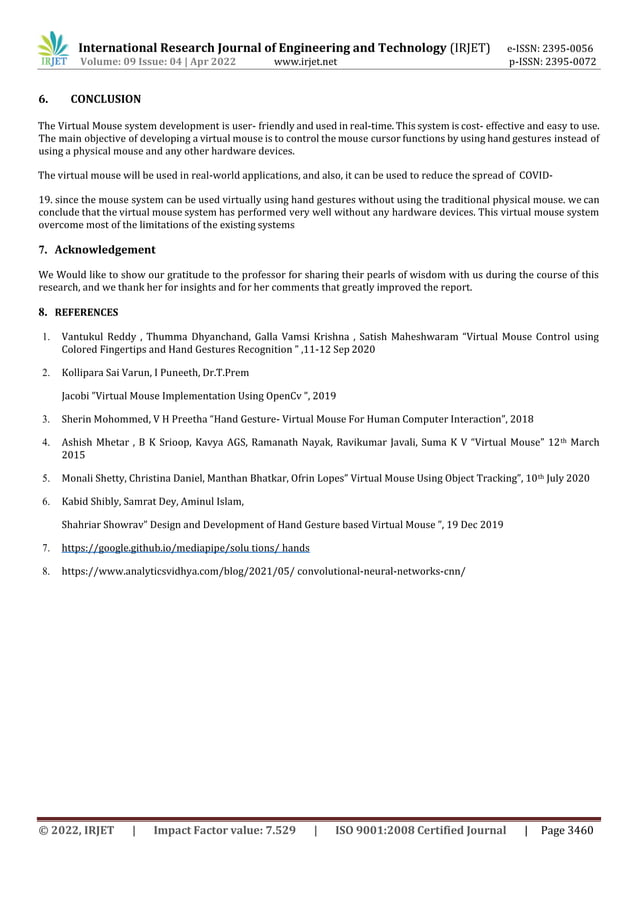 Virtual Mouse Using Hand Gesture Recognition | PDF