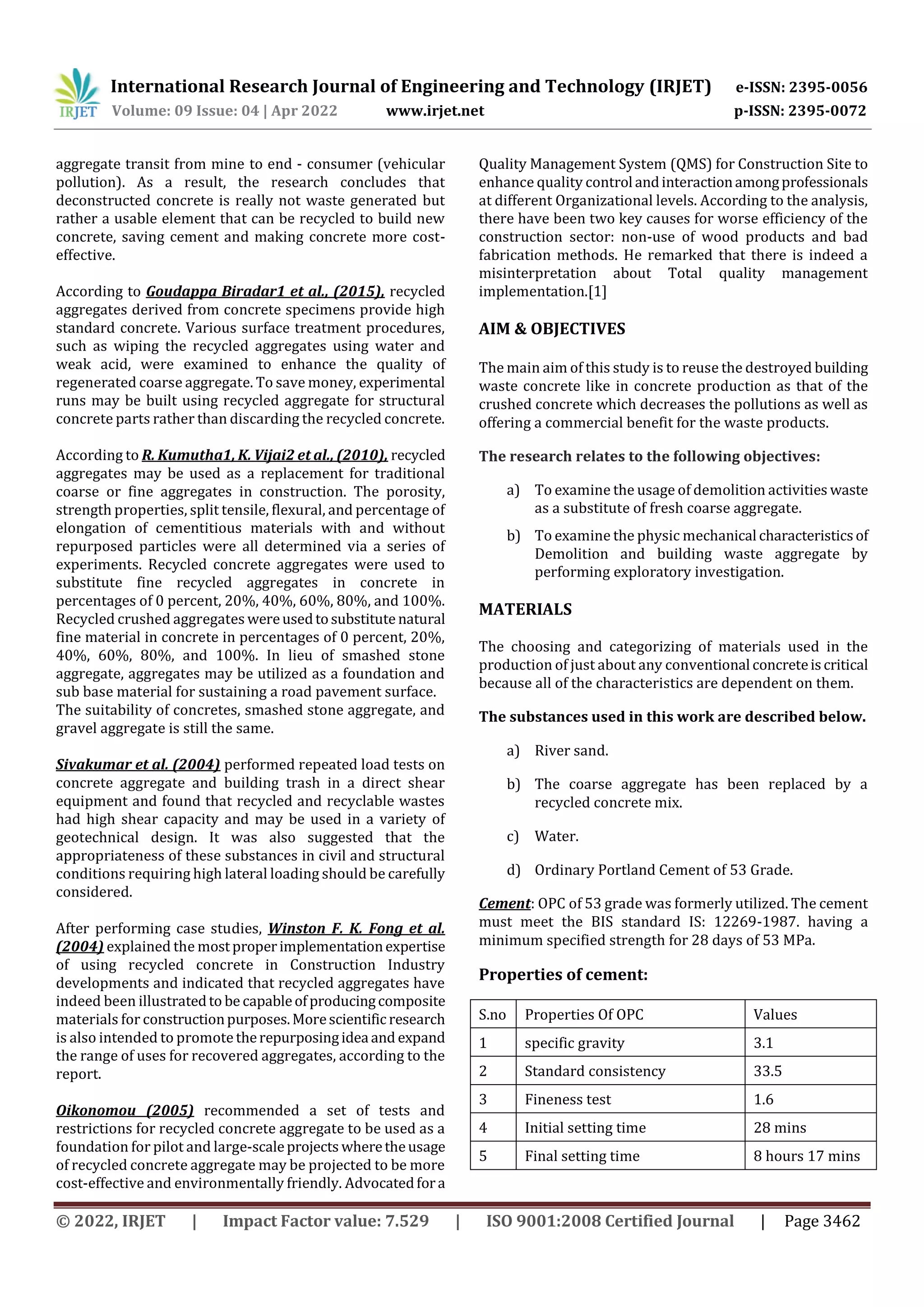Experimental Research on Strength of Demolished Construction Waste as Partial Substitute of ...