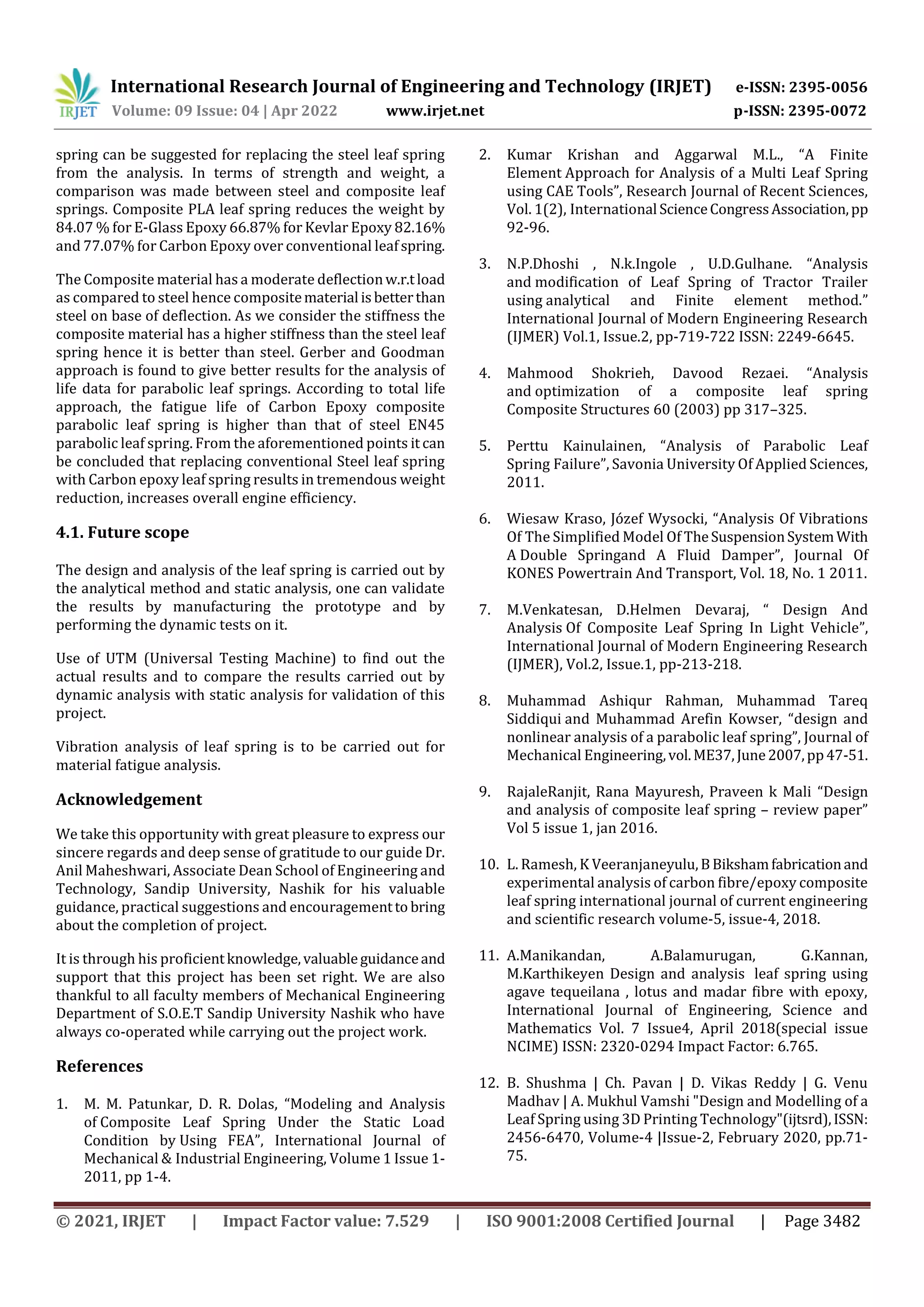 Design and analysis of composite leaf spring for TATA 407 truck | PDF ...