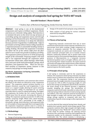Design and analysis of composite leaf spring for TATA 407 truck | PDF