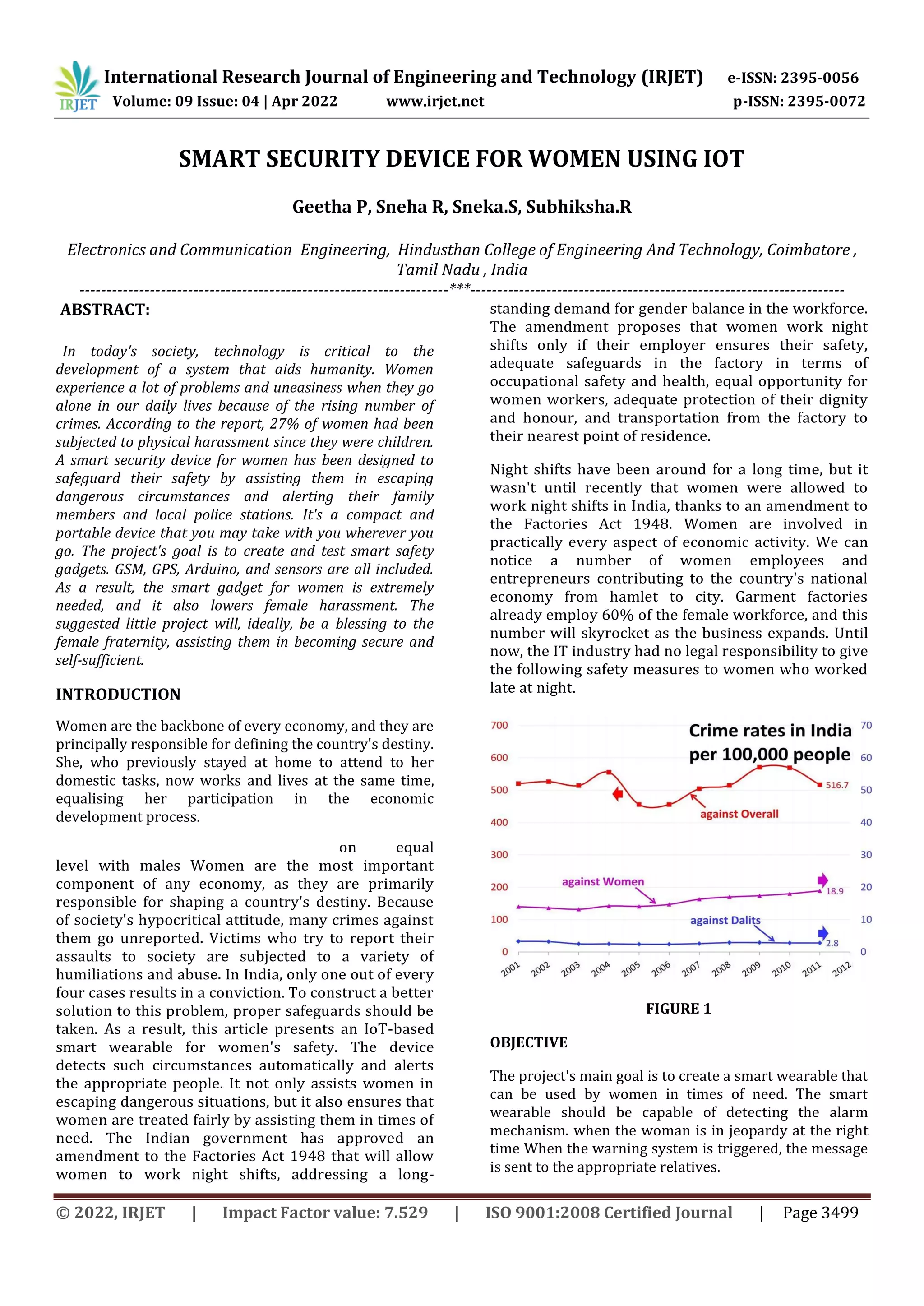 SMART SECURITY DEVICE FOR WOMEN USING IOT | PDF