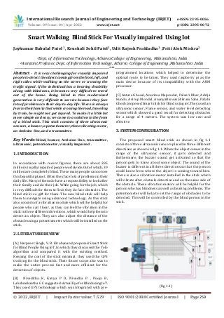 Smart Walking Blind Stick For Visually impaired Using Iot | PDF