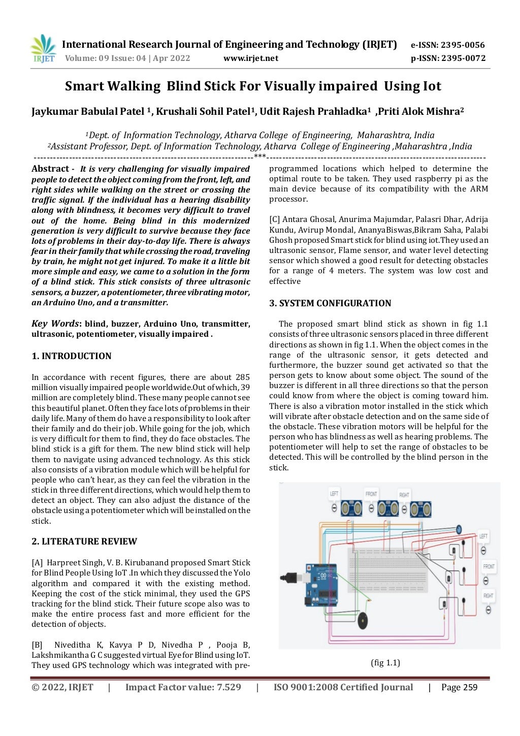 Smart Walking Blind Stick For Visually impaired Using Iot | PDF