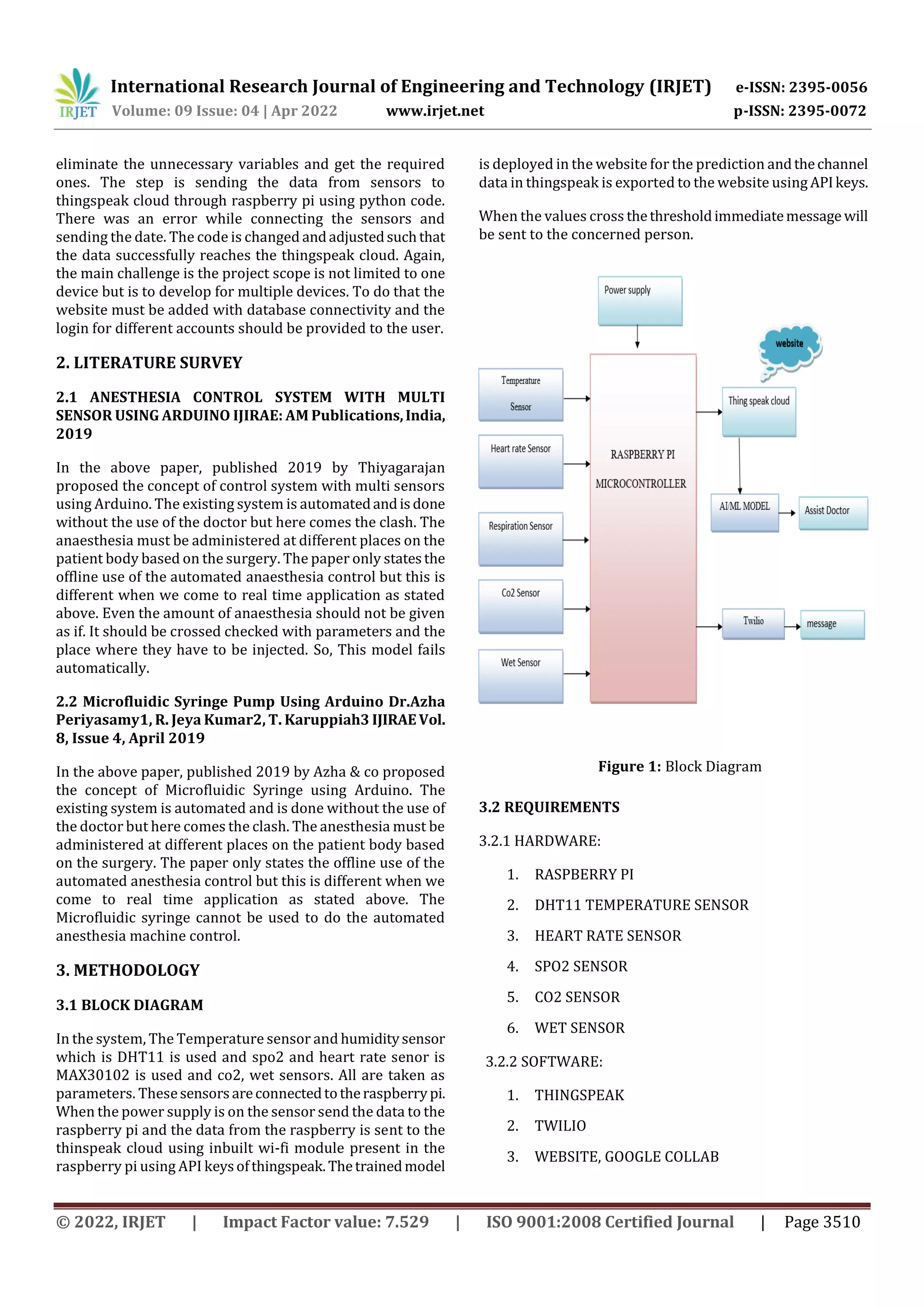 IOT Based Anesthesia Parameters Monitoring with Doctor Decision Assistance using Machine ...