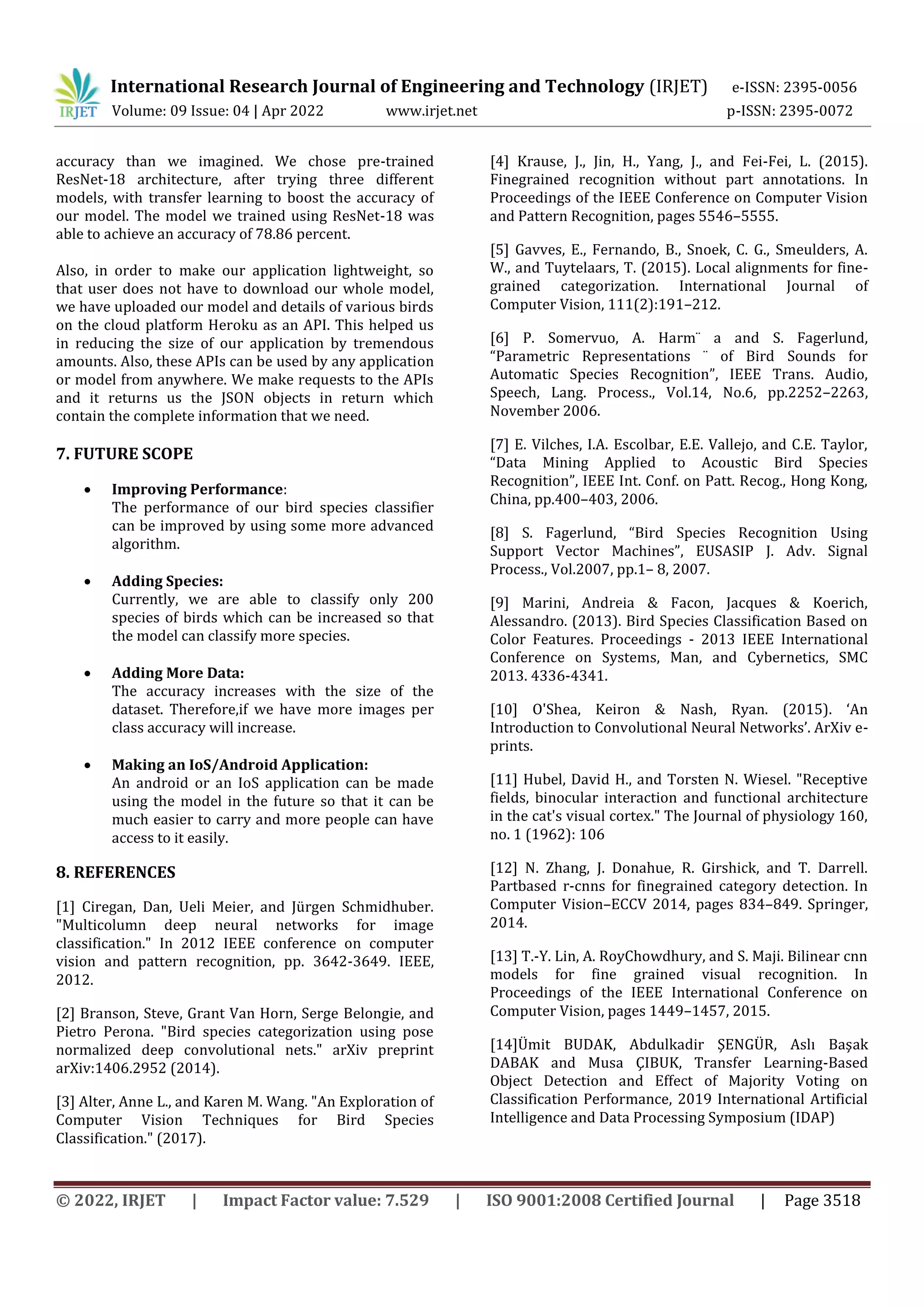 Birds Identification System using Deep Learning | PDF | Birdwatching ...