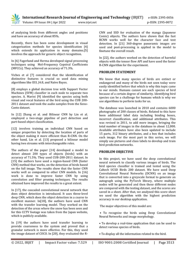 Birds Identification System using Deep Learning | PDF | Birdwatching | Hobbies & Interests