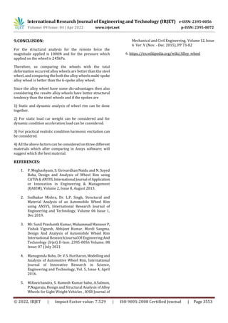 DESIGN AND ANALYSIS OF AUTOMOBILE WHEEL RIM USING DIFFERENT FILLET RADIUS AND DIFFENET Y SPOKE ...