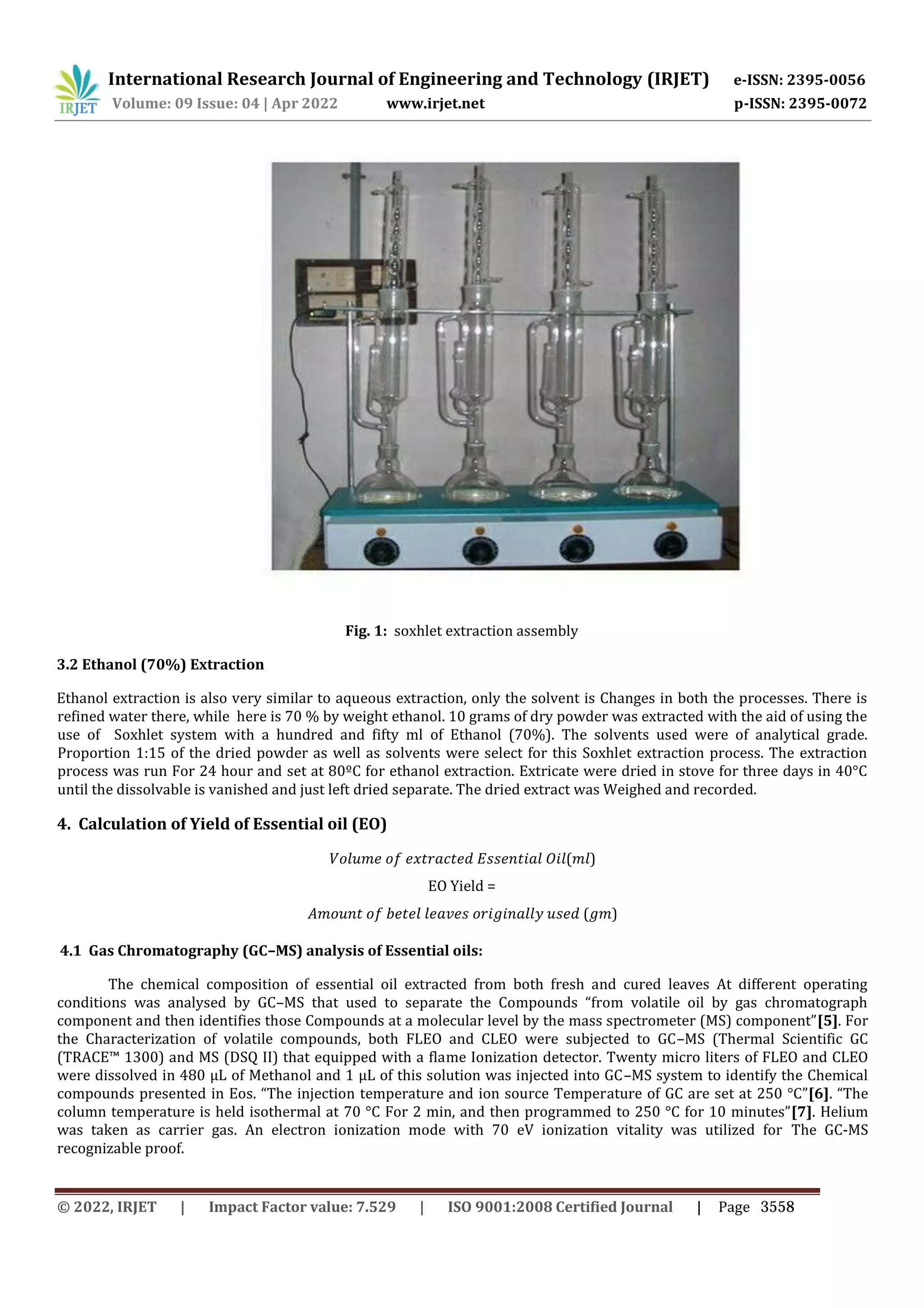 Extraction Of Essential Oil From Betel Leaves | PDF