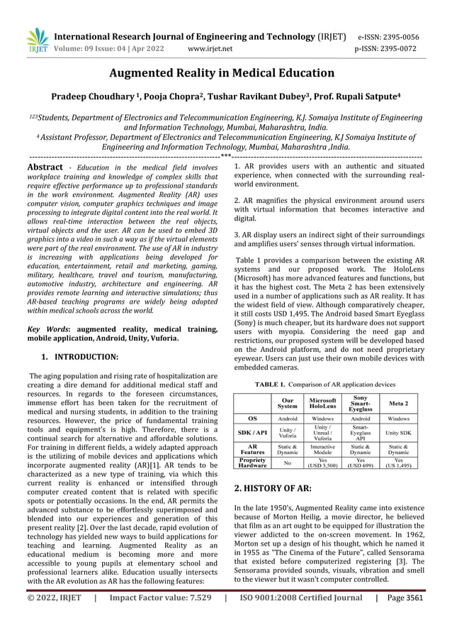 Augmented Reality in Medical Education | PDF | Augmented Reality | Technology & Computing