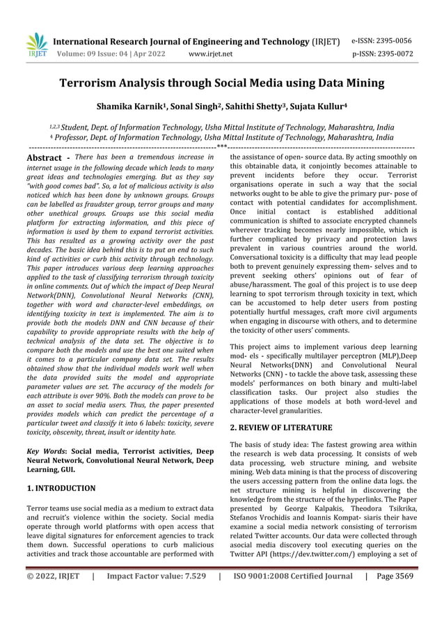 Terrorism Analysis through Social Media using Data Mining | PDF