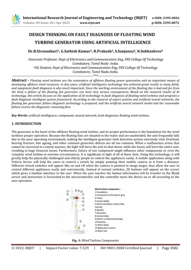 DESIGN THINKING ON FAULT DIAGNOSIS OF FLOATING WIND TURBINE GENERATOR USING ARTIFICIAL ...