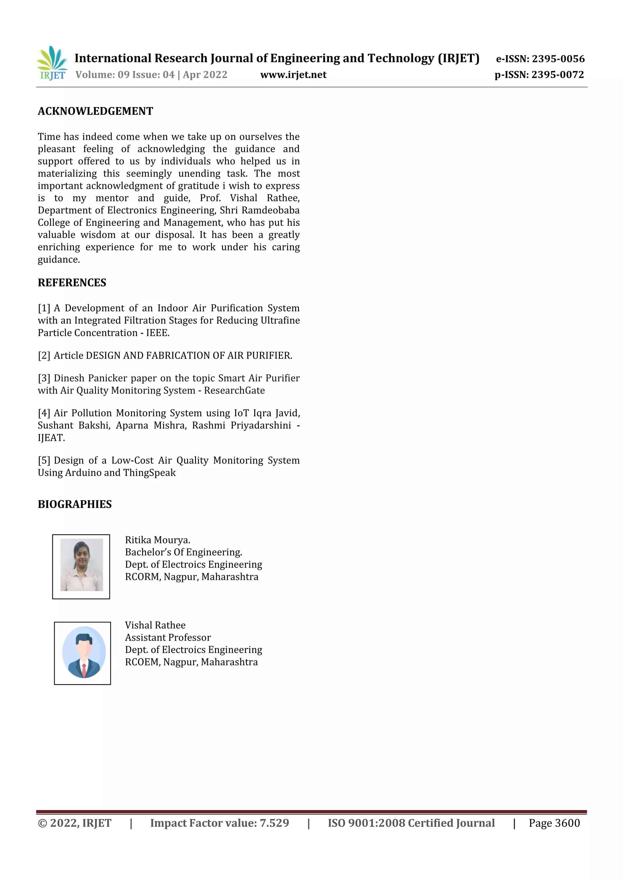 Arduino based Air Monitoring and Filtration System | PDF