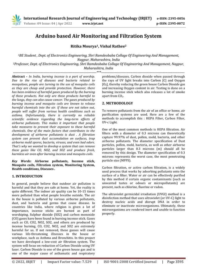 Arduino based Air Monitoring and Filtration System | PDF | Lung and Respiratory Health ...