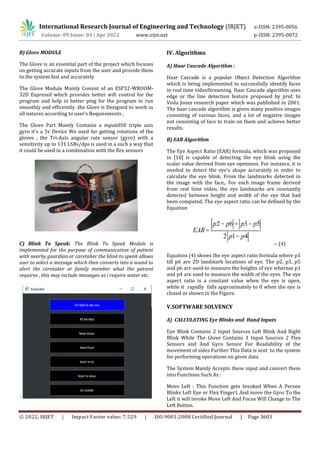Eye Blink and Hand Gesture detection For Aid of Paralyzed Patients | PDF
