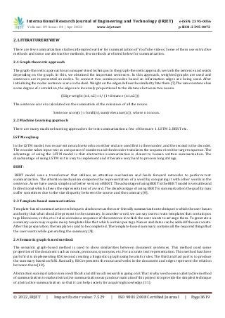 YouTube Transcript Summarizer To Summarize the content of YouTube | PDF