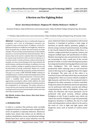 A Review on Fire Fighting Robot | PDF